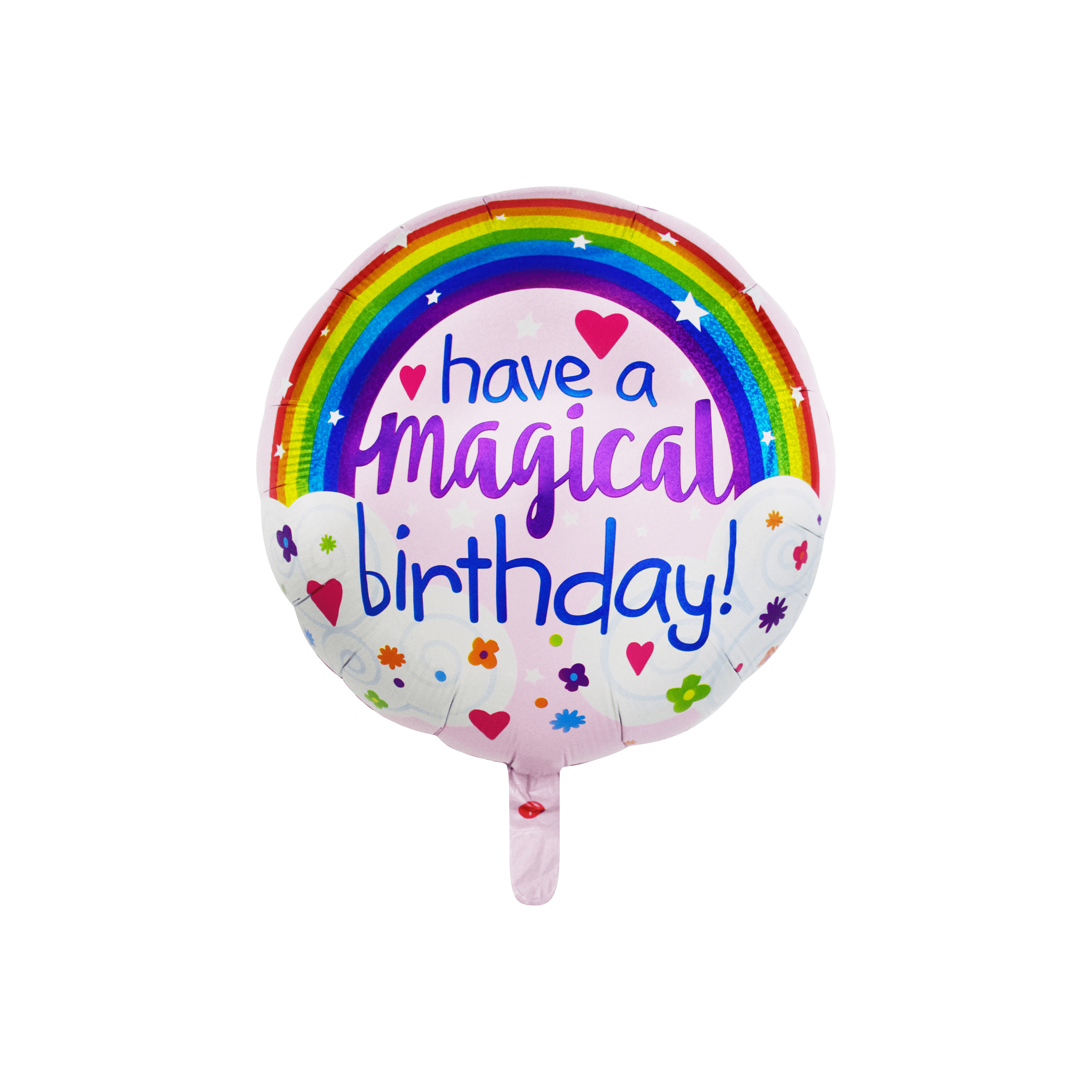 Balon cerc cu desen Magical B-day curcubeu/18"/din folie/fara ambalaj | Avocado.MD